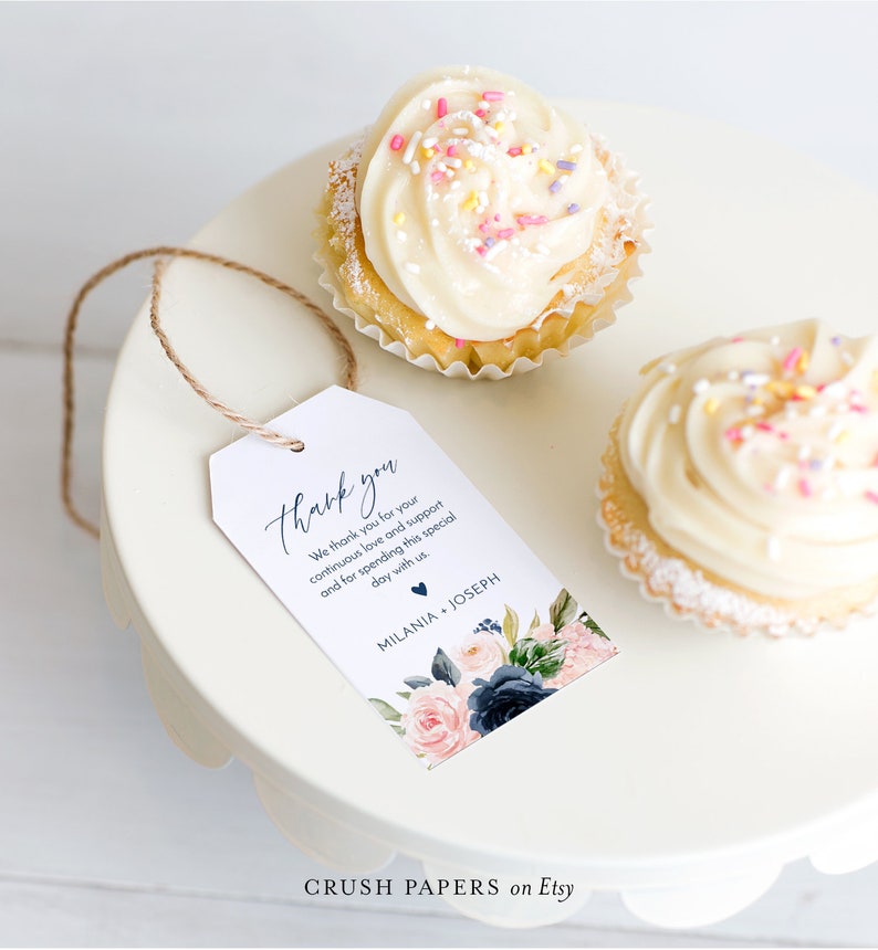 Blush & Navy Favor Tag Template Thank You Tag Wedding - Etsy