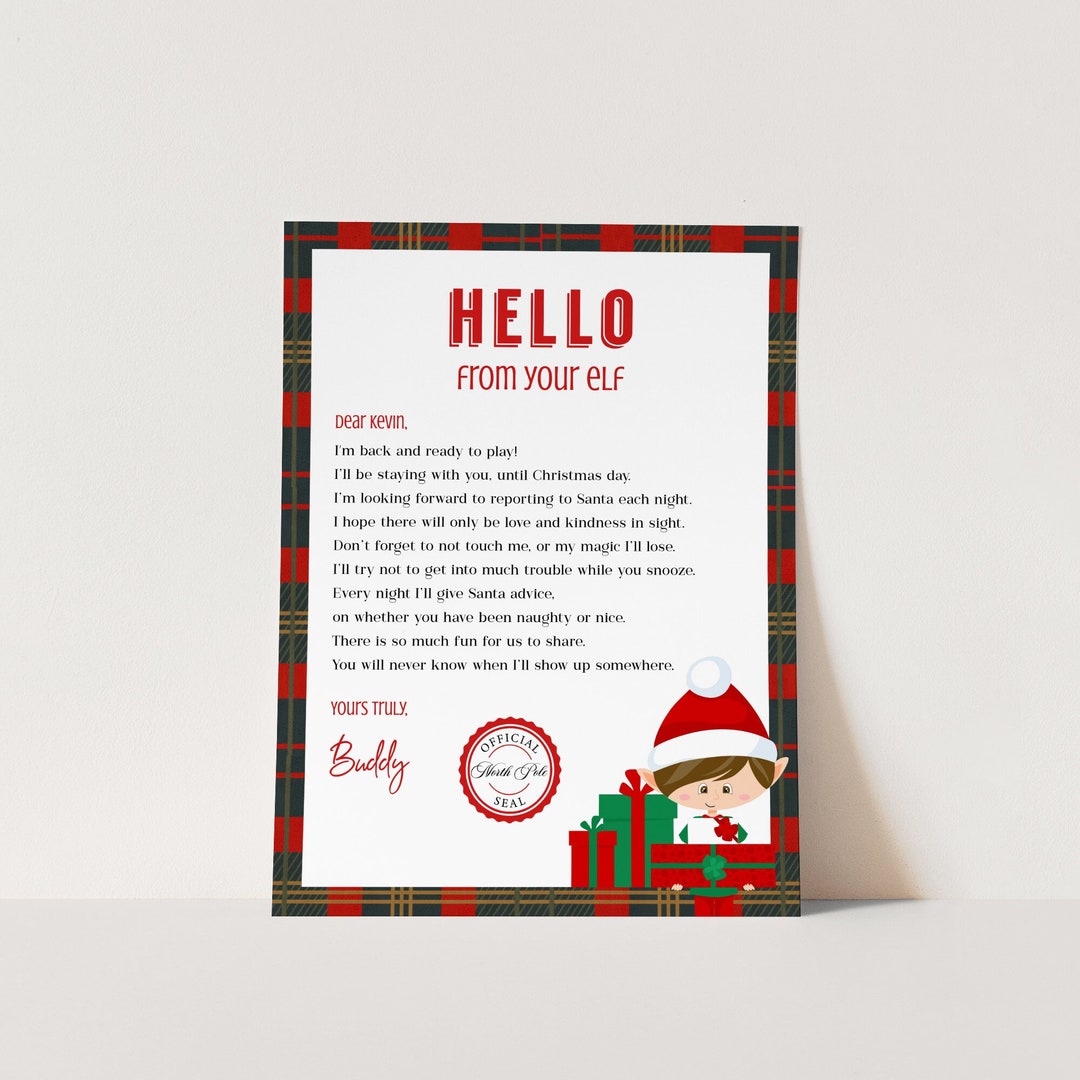Elf Arrival Letter, Christmas Elf Hello Letter, Boy / Girl Elf, Change ...