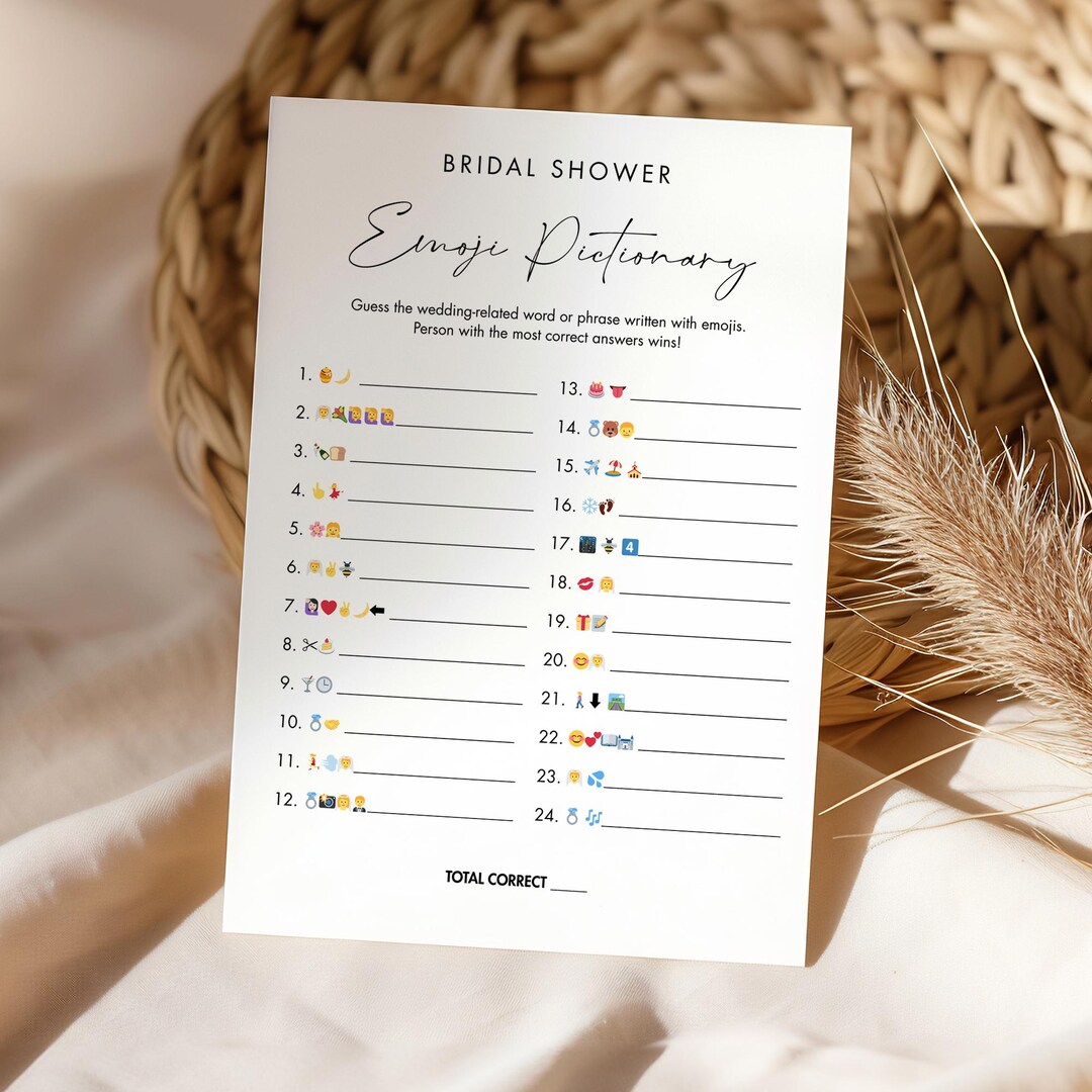 Bridal Emoji Pictionary, Minimalist Bridal Shower Game, Couples Shower ...