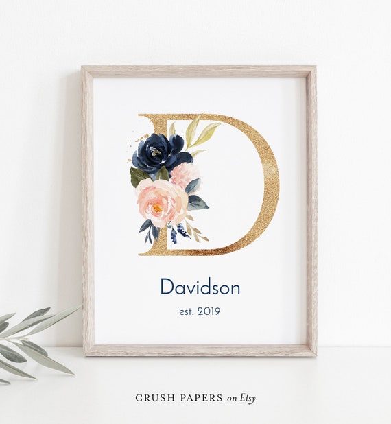 D Monogram Baby Name Wall Art Kids Room Personalized Gift | Etsy