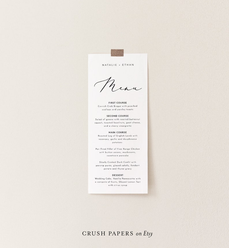 Minimalist Wedding Menu Template Printable Dinner Menu - Etsy Minimalist Wedding Menu Template Printable Dinner Menu - Etsy