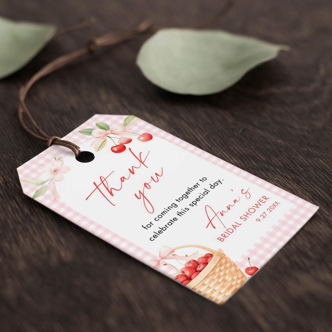 Cherry Favor Tag, She's the Cherry on Top Thank You Tag for Bridal ...