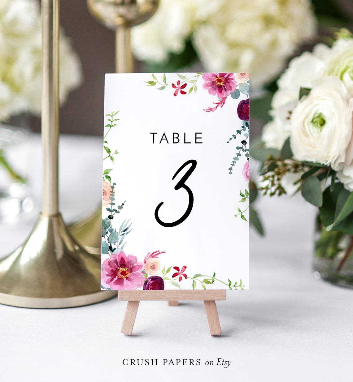 Garden Table Number Card Template Printable Wedding Table | Etsy
