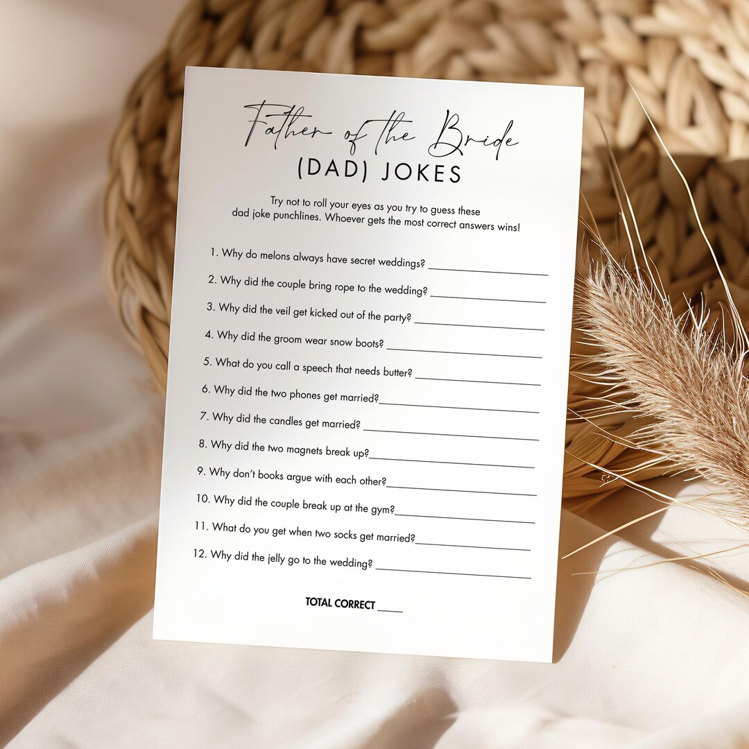 Bridal Dad Jokes, Father of the Bride, Minimalist Bridal Shower Game ...