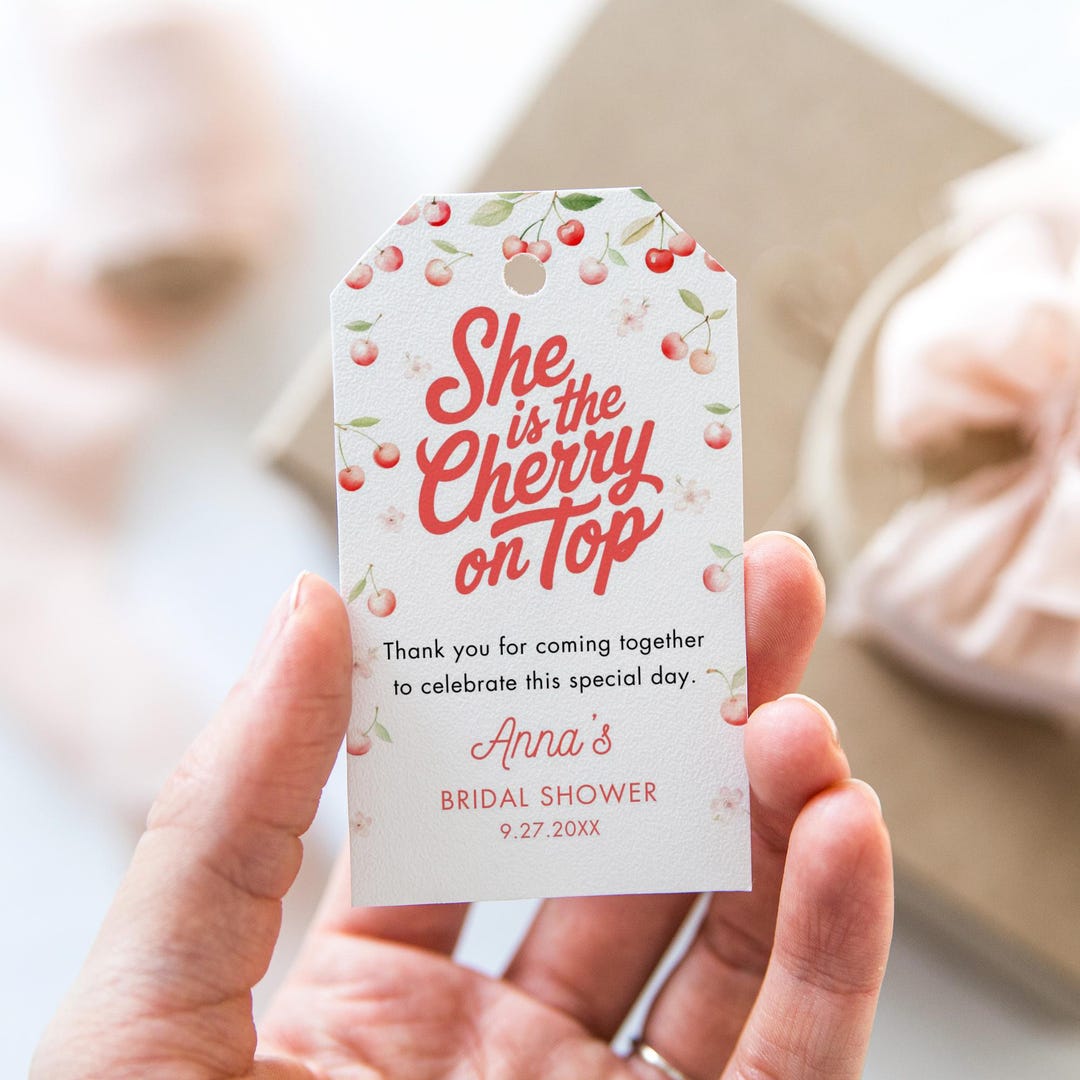 Cherry Favor Tag, She's the Cherry on Top Thank You Tag for Bridal ...