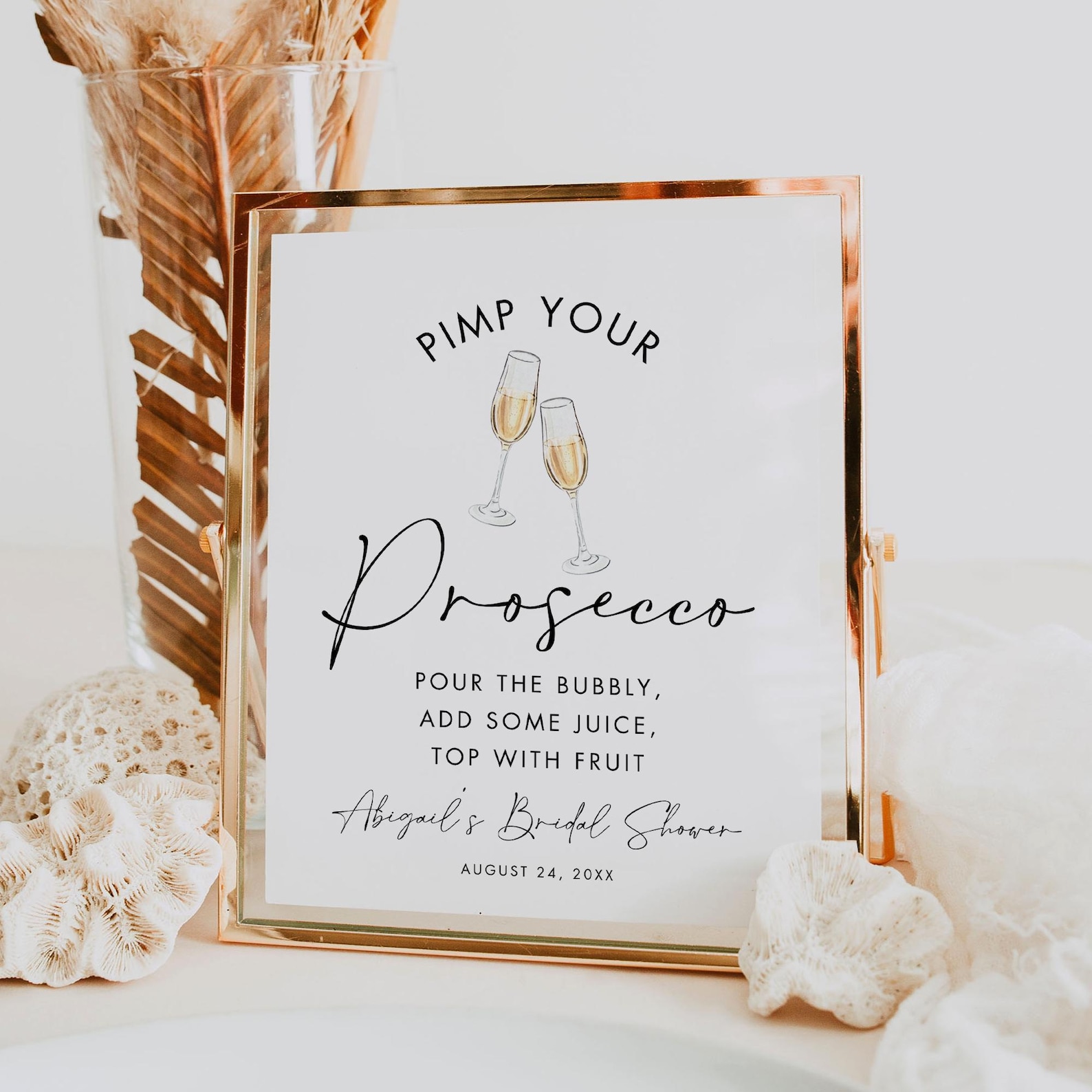 Pimp Your Prosecco Sign, Minimalist Wedding, Bridal Shower Mimosa Bar ...