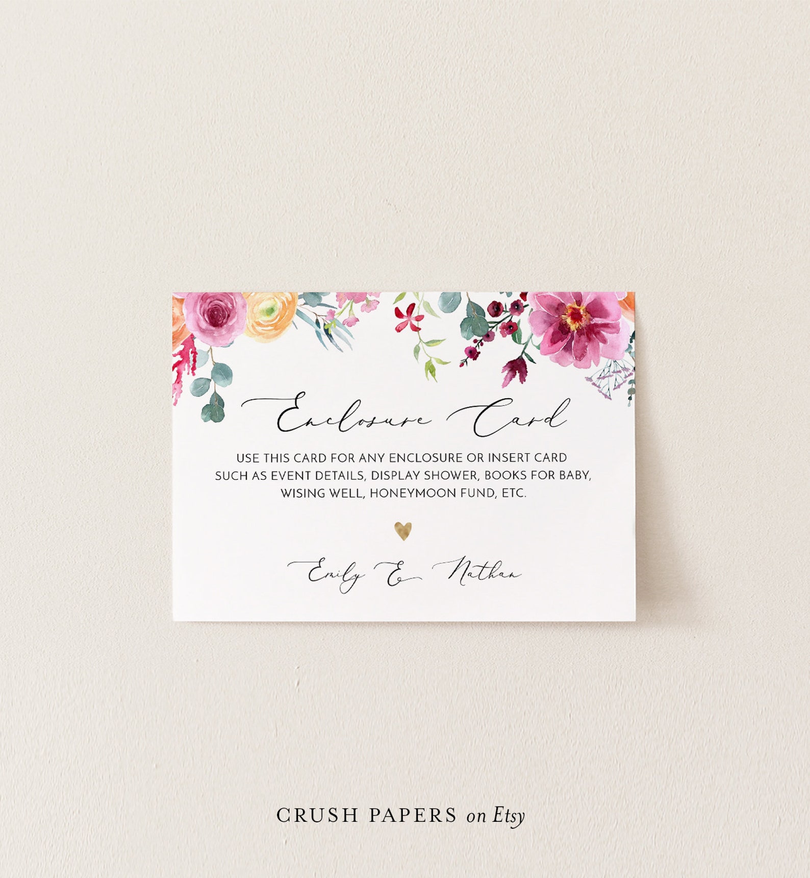Enclosure Card Template Wedding Details Bridal Shower - Etsy