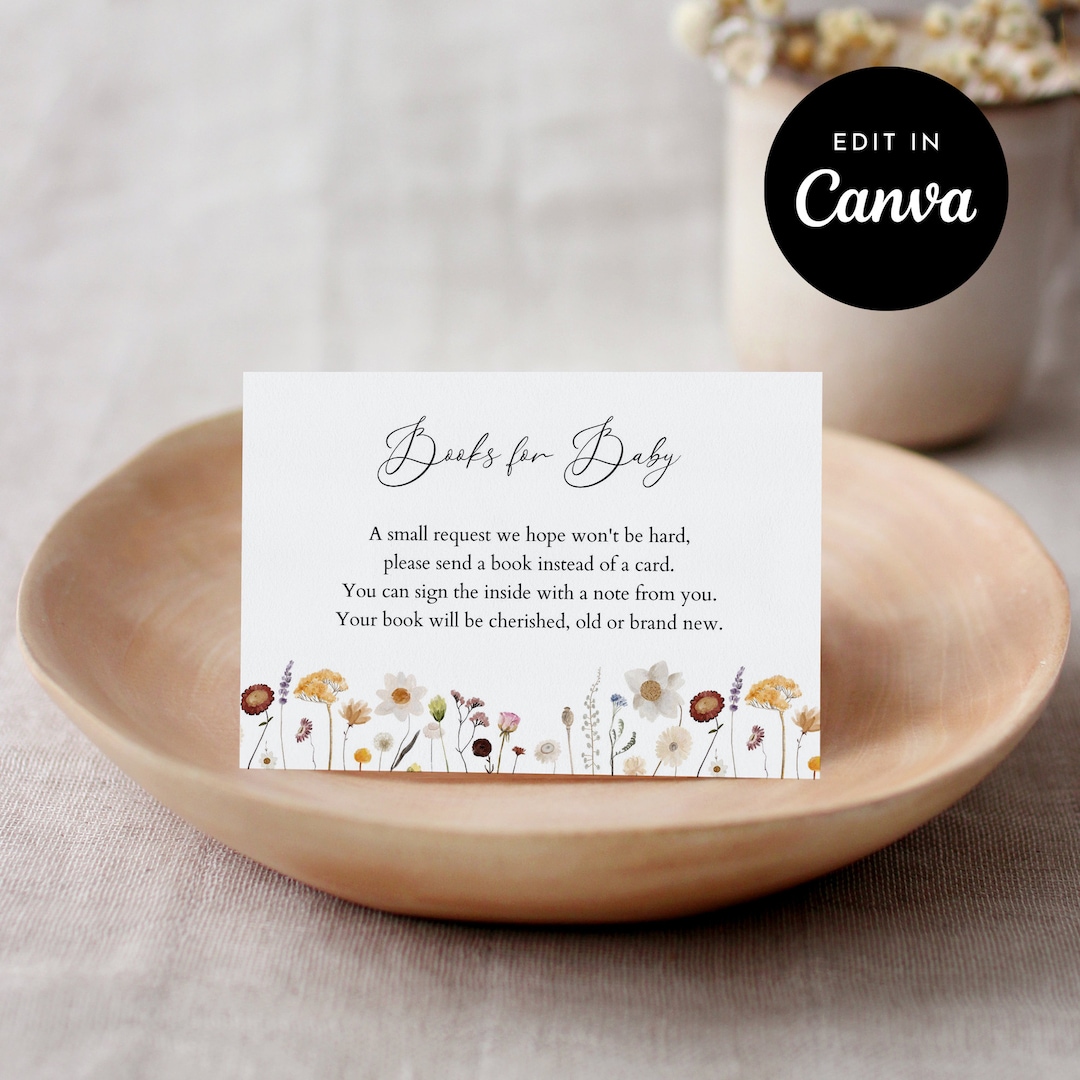 Plantilla de solicitud de libro de baby shower con flores silvestres ...