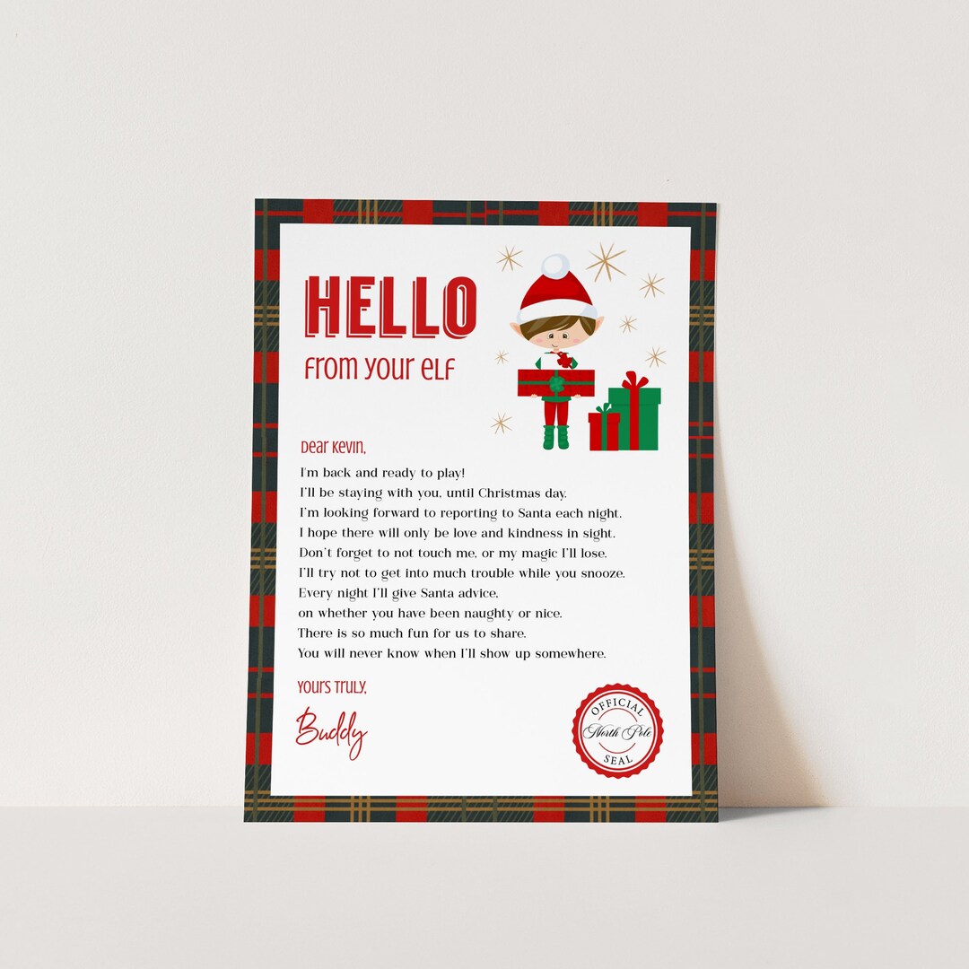 Elf Letter, Elf Hello Letter, Christmas Elf Arrival, Boy or Girl Elf ...