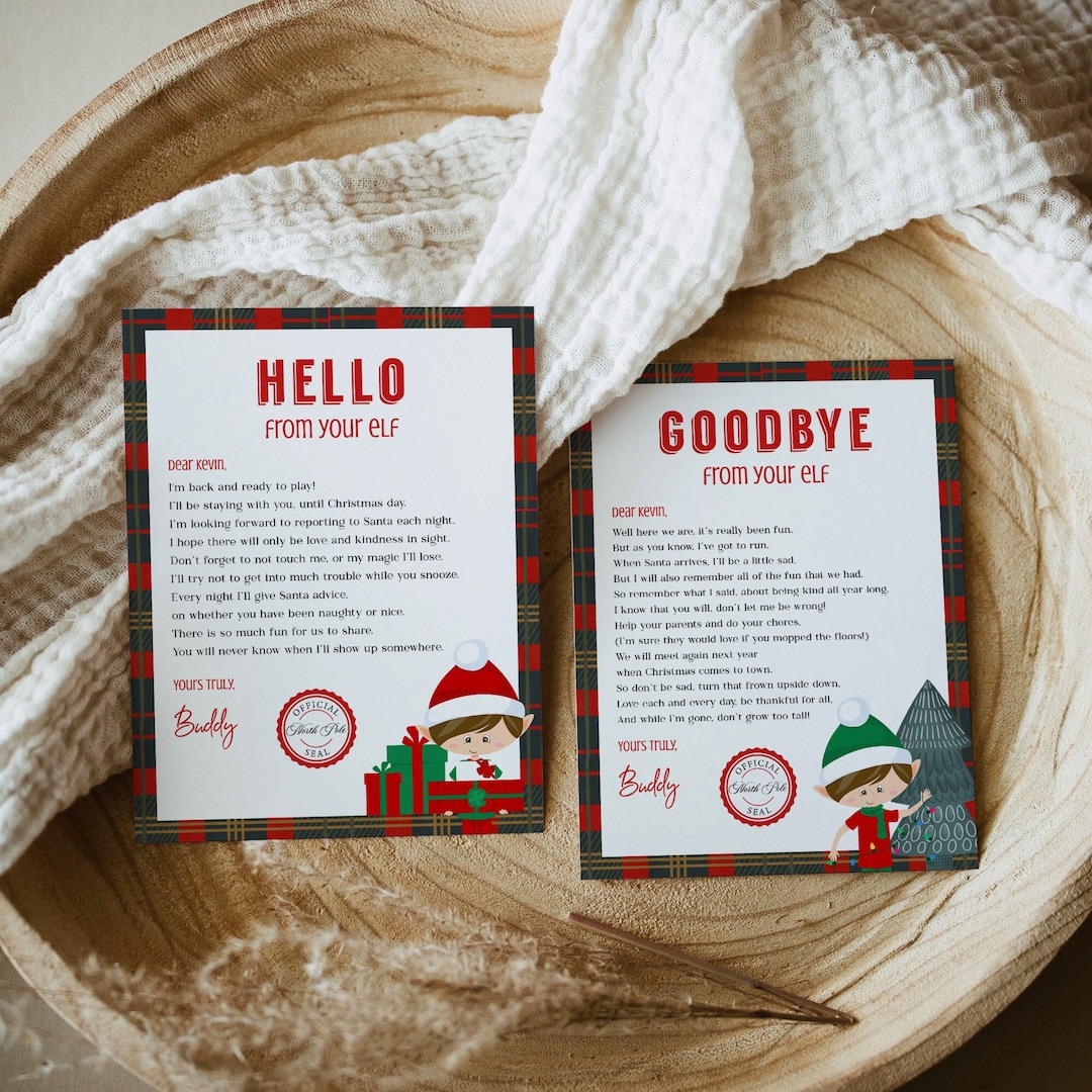 Elf Letter Set, Elf Hello and Goodbye Letter, Christmas Elf, Boy or ...