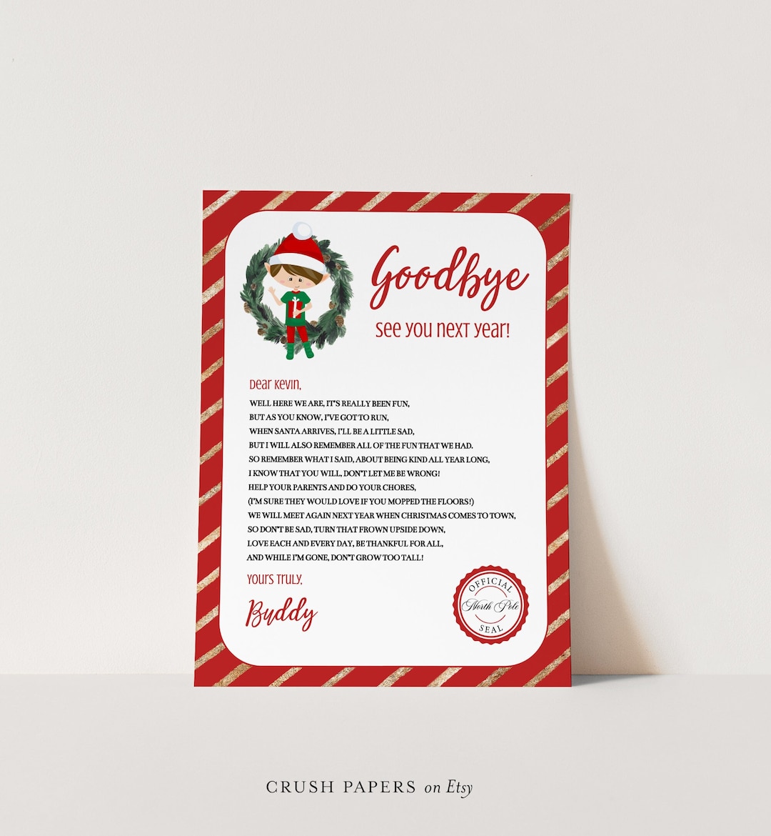Elf Letter, Elf Goodbye Letter, Christmas Elf Departure, Boy or Girl ...