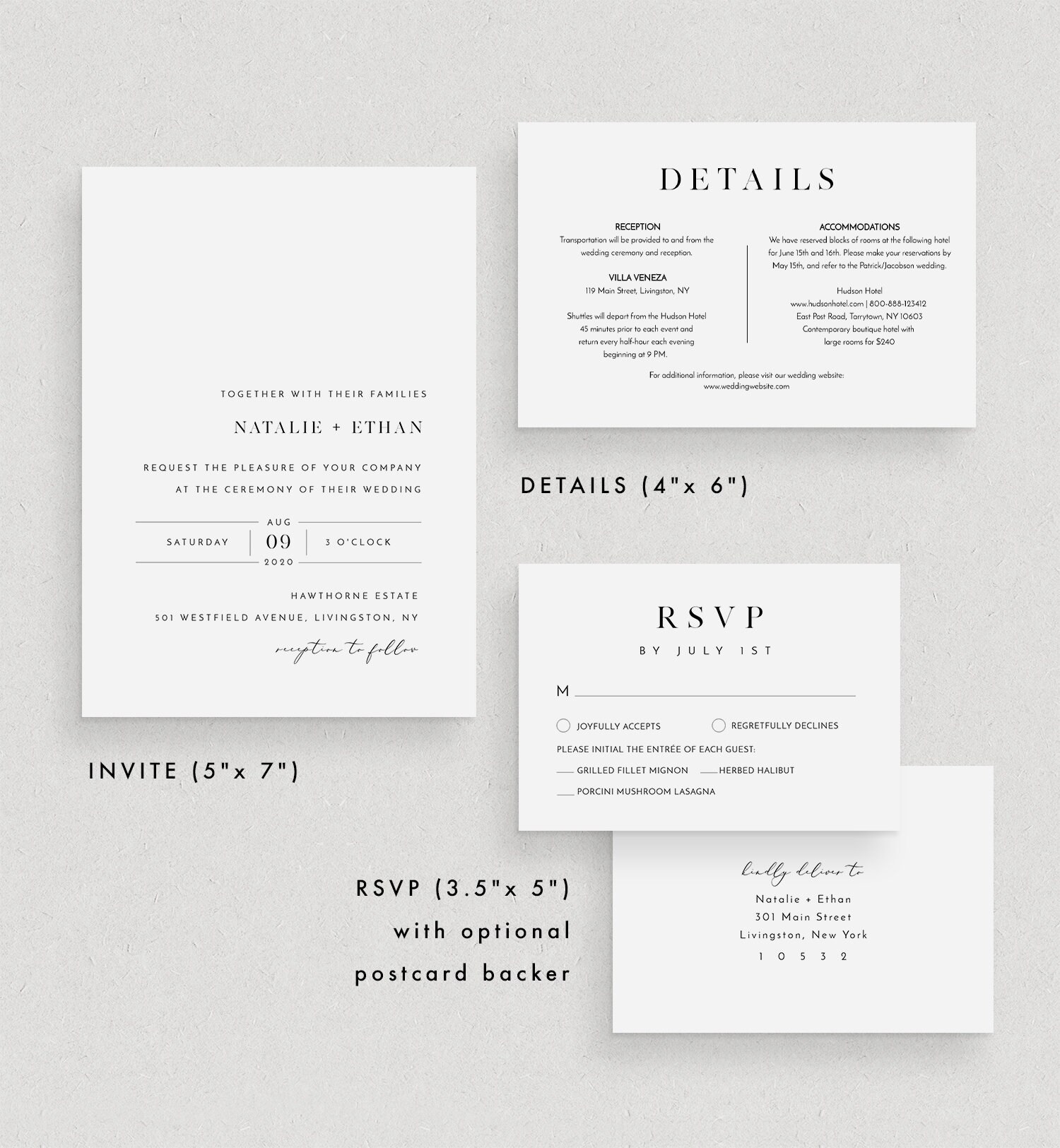 Minimalist Wedding Invitation Set Clean Modern Wedding | Etsy