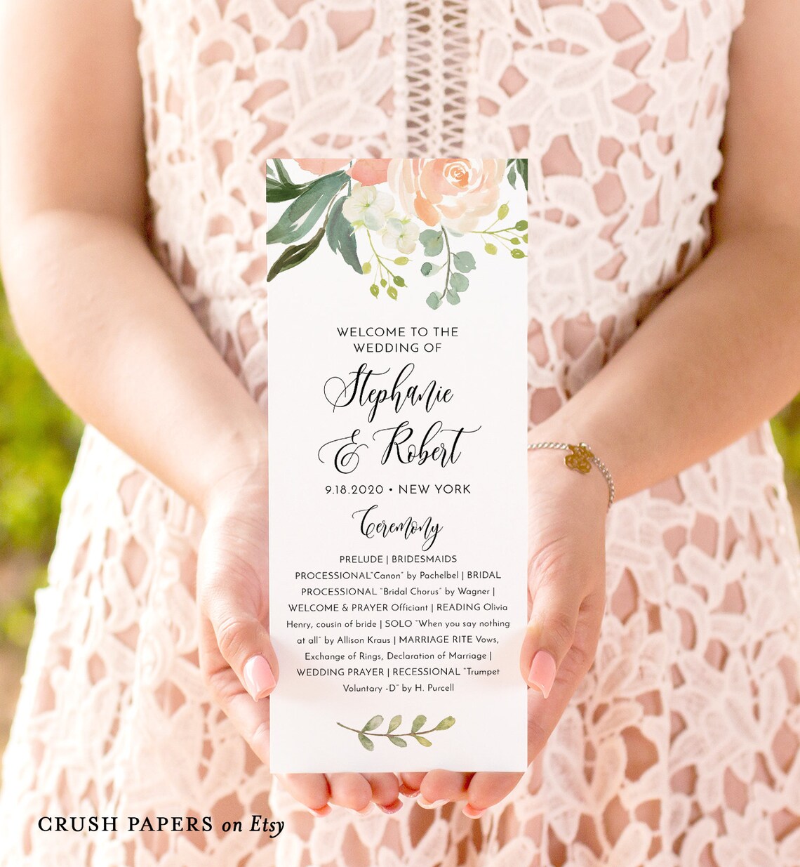 Boho Wedding Program Template Printable DIY Order of Service | Etsy
