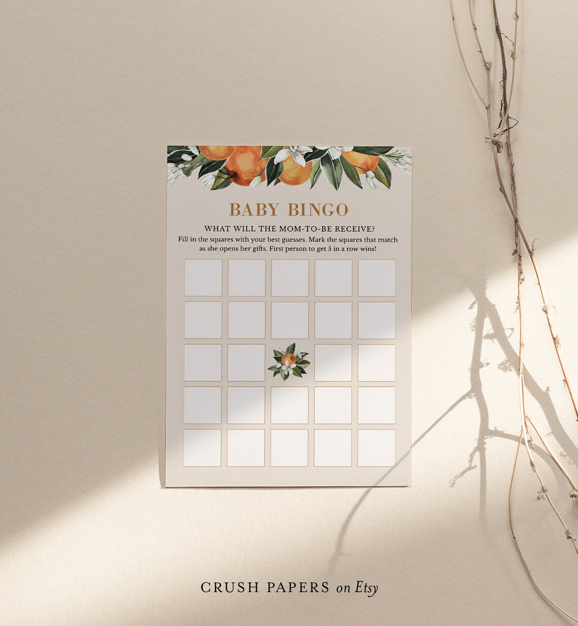 Citrus Baby Shower Bingo Game Orange Cutie Baby Bingo Summer - Etsy