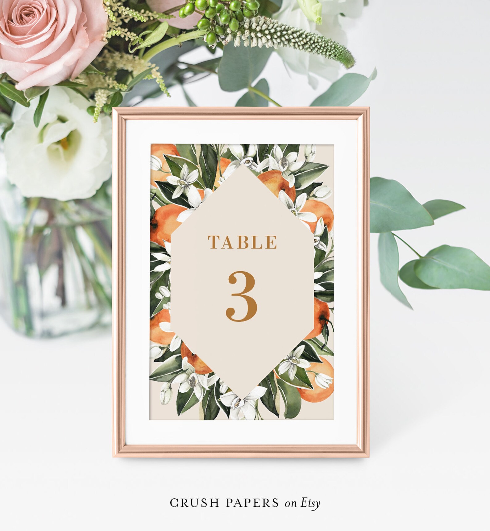 Orange Table Number Card Template Printable Citrus Summer | Etsy
