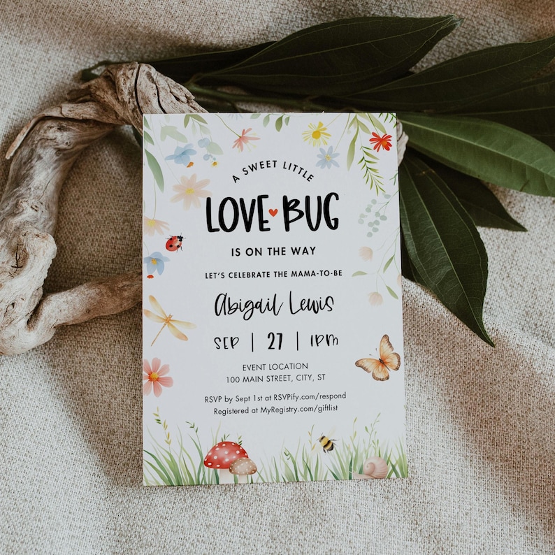 Love Bug Baby Shower Invitation, Spring/summer Baby Shower Invite ...