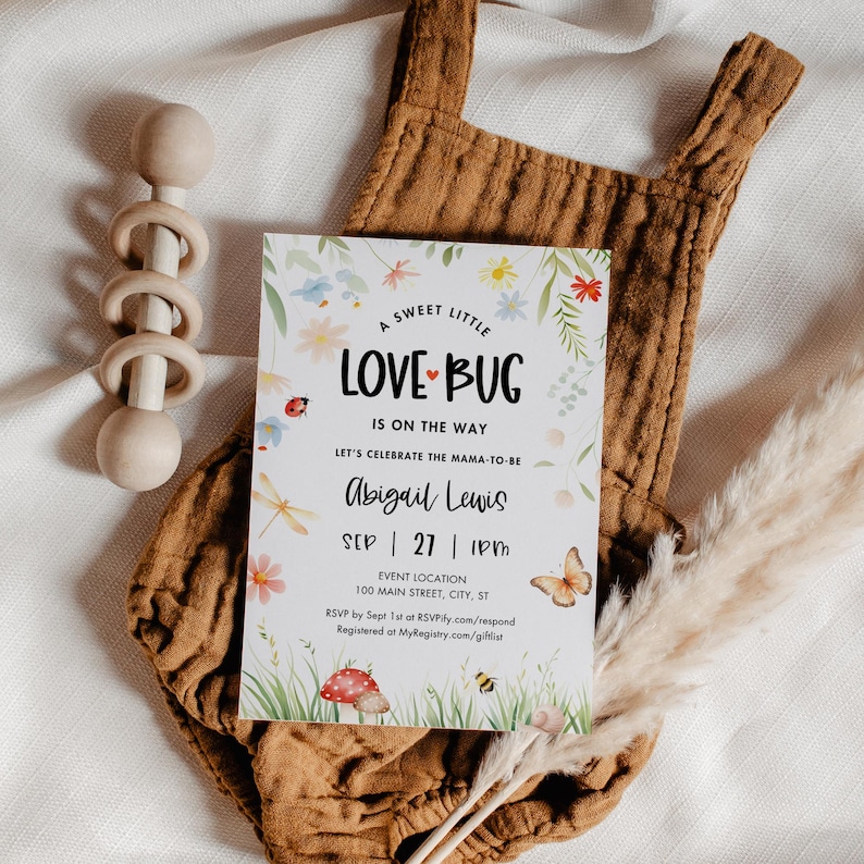 Love Bug Baby Shower Invitation, Spring/summer Baby Shower Invite ...