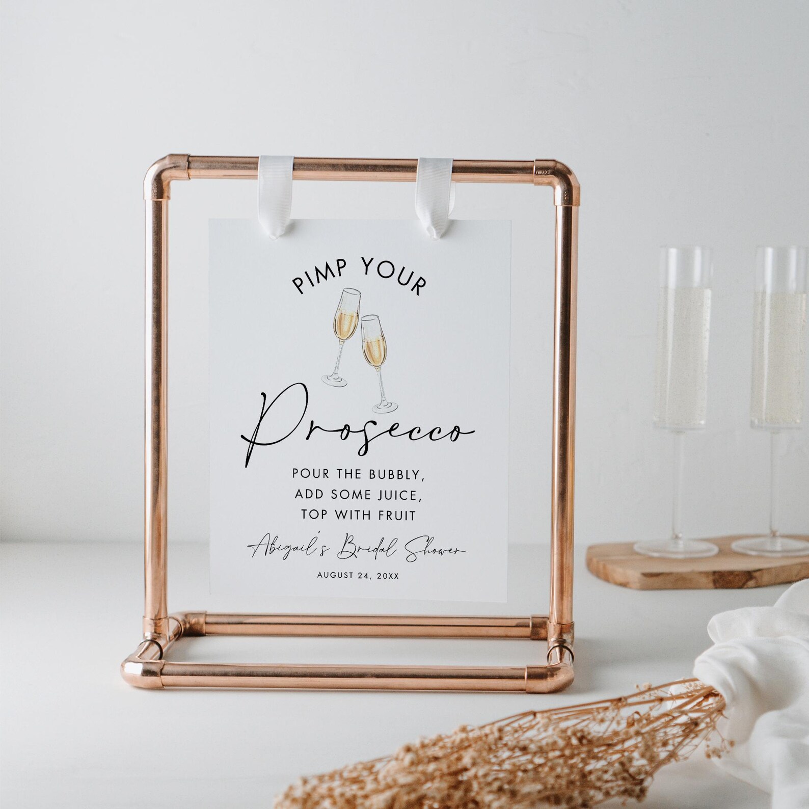Pimp Your Prosecco Sign, Minimalist Wedding, Bridal Shower Mimosa Bar ...