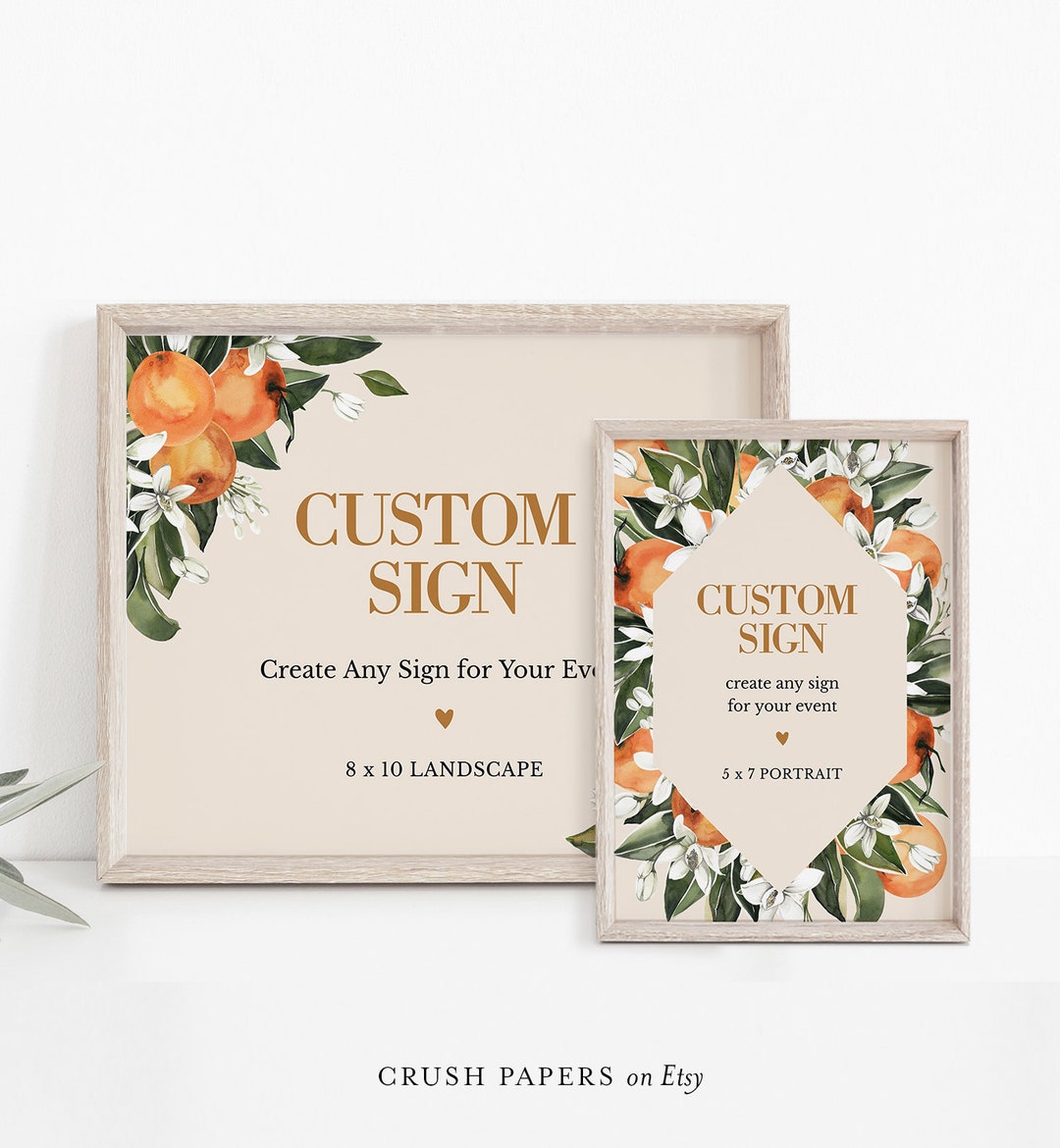 Custom Sign Template, Citrus Orange, Create Unlimited Signs for Wedding ...
