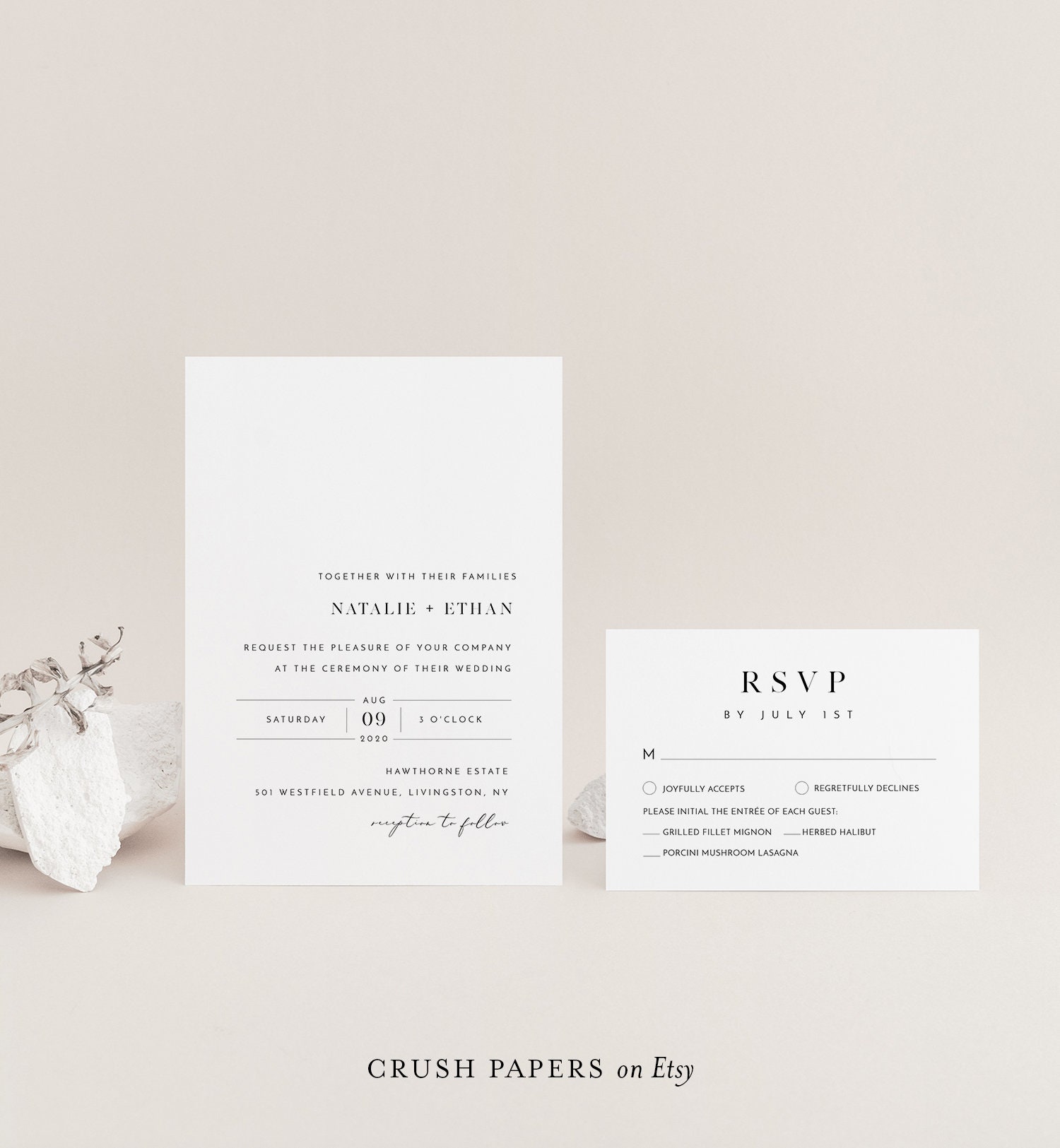 Minimalist Wedding Invitation Set Clean Modern Wedding | Etsy