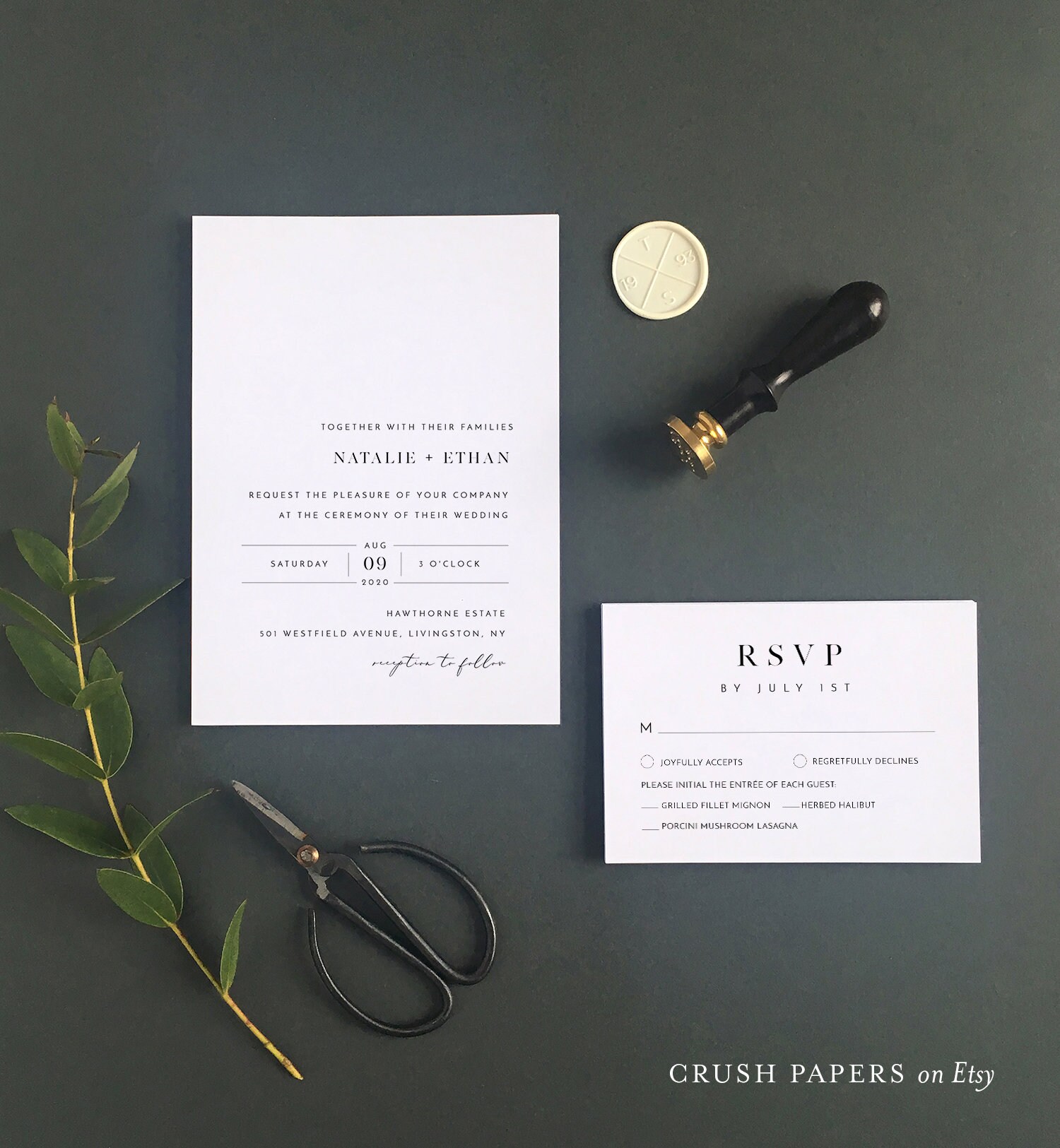 Minimalist Wedding Invitation Set Clean Modern Wedding | Etsy