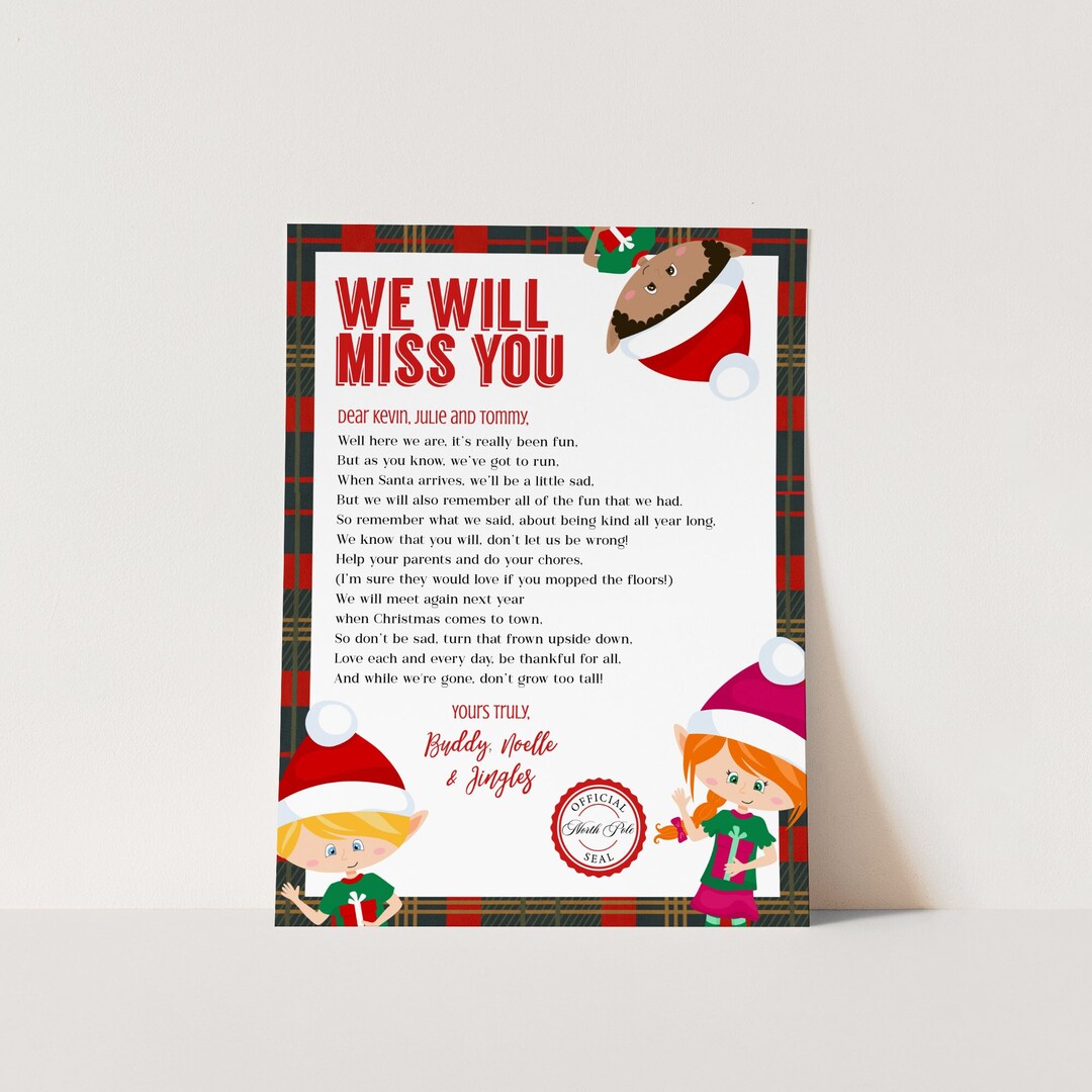 Elf Letter, Elves Goodbye Letter, Christmas Elf Departure, Boy or Girl ...