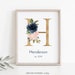 H Monogram, Editable Family Name Print, Baby Name Wall Art ...
