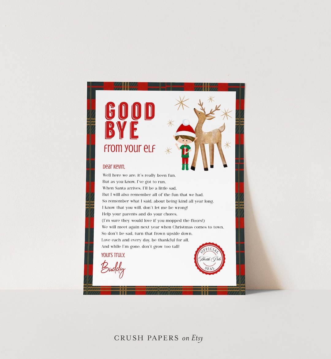 Elf Letter, Elf Goodbye Letter, Christmas Elf Departure, Boy or Girl ...