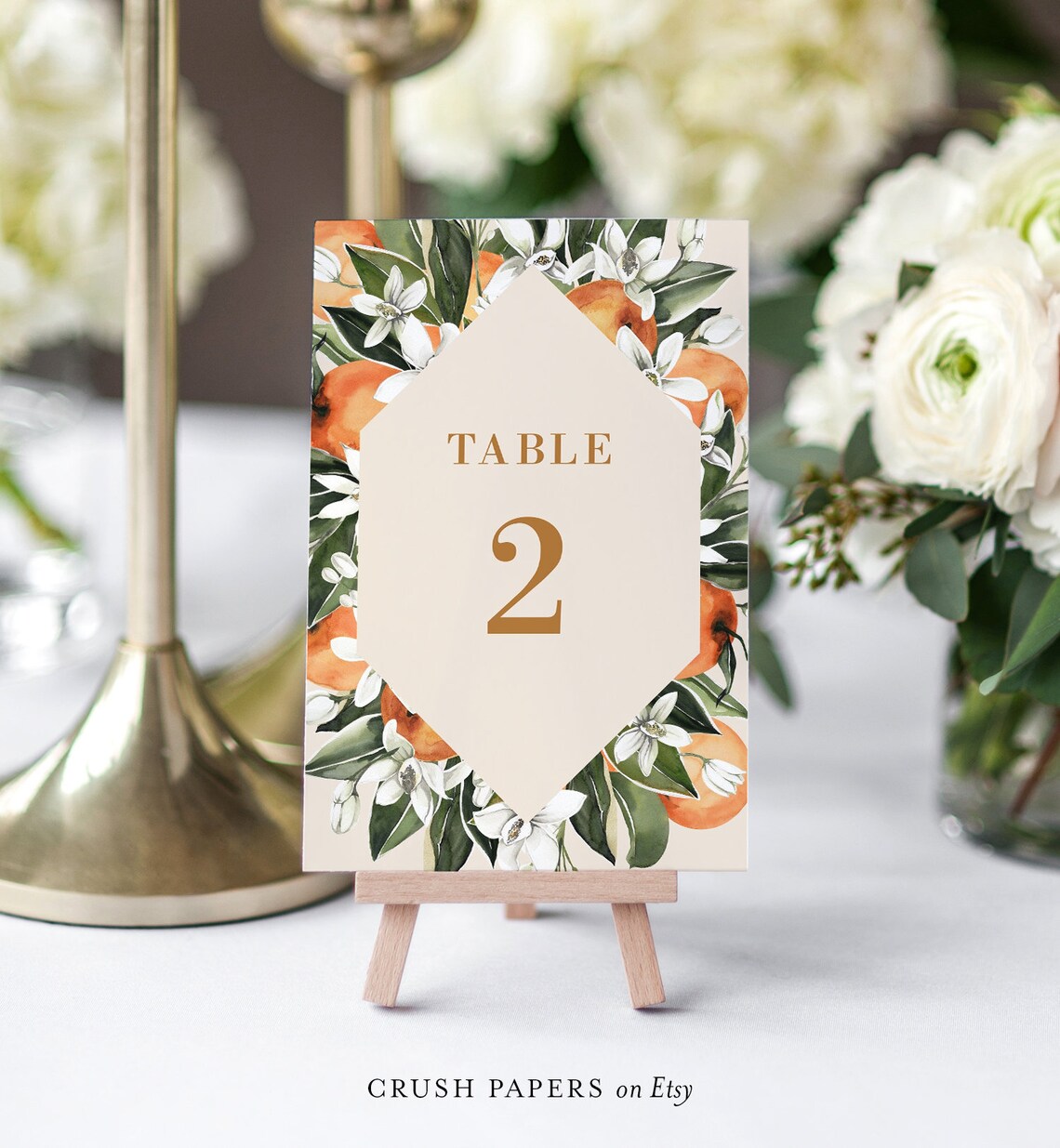 Orange Table Number Card Template Printable Citrus Summer | Etsy