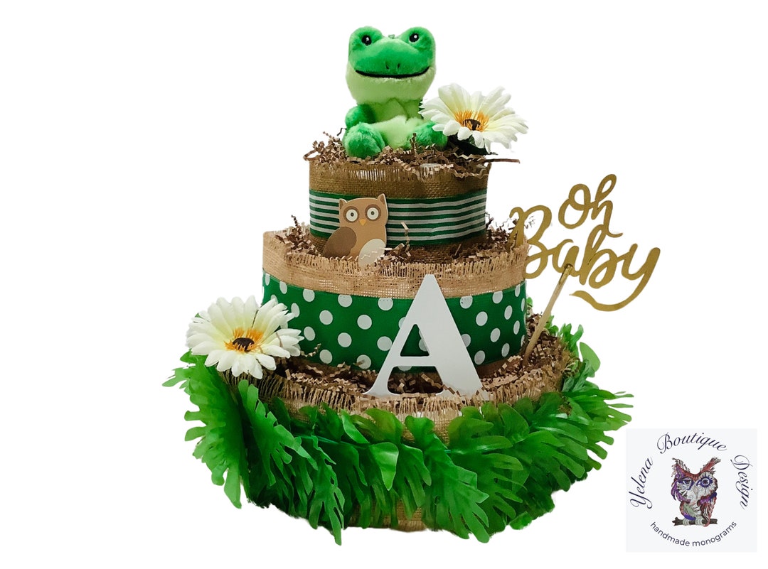 Forest Diaper Cake Centerpiece in Green Baby Shower Gift for Mom-to-be ...