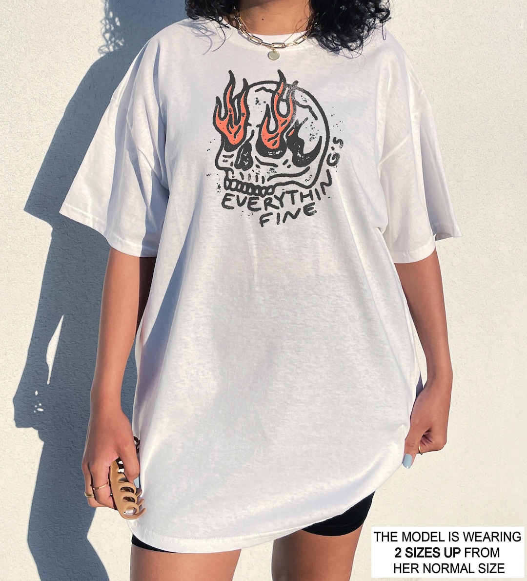 Oversized Goth Skeleton Skull Shirt Downtown Girl Clothes Goth Clothes ...