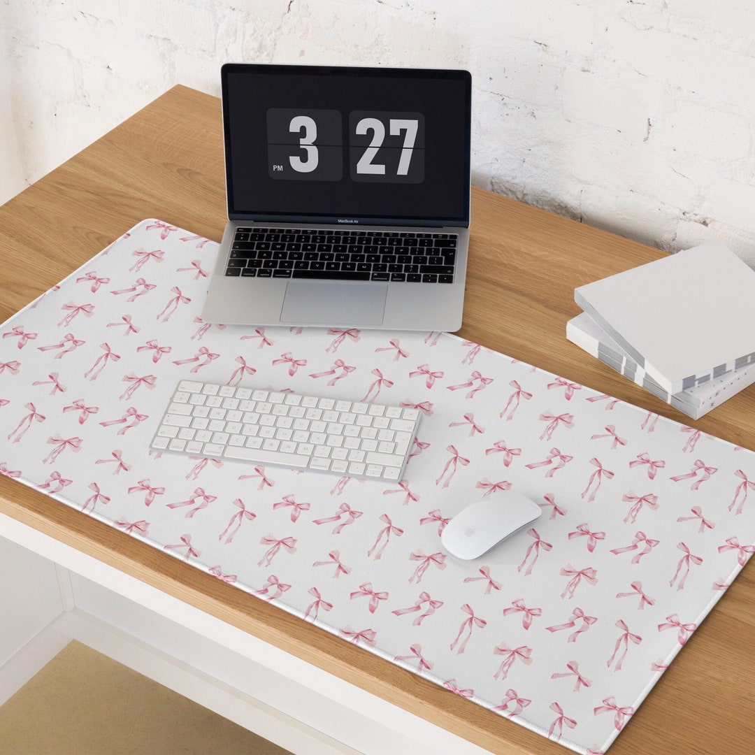 Coquette Desk Mat Pink Bow Desk Mat Coquette Room Decor Dorm Room ...