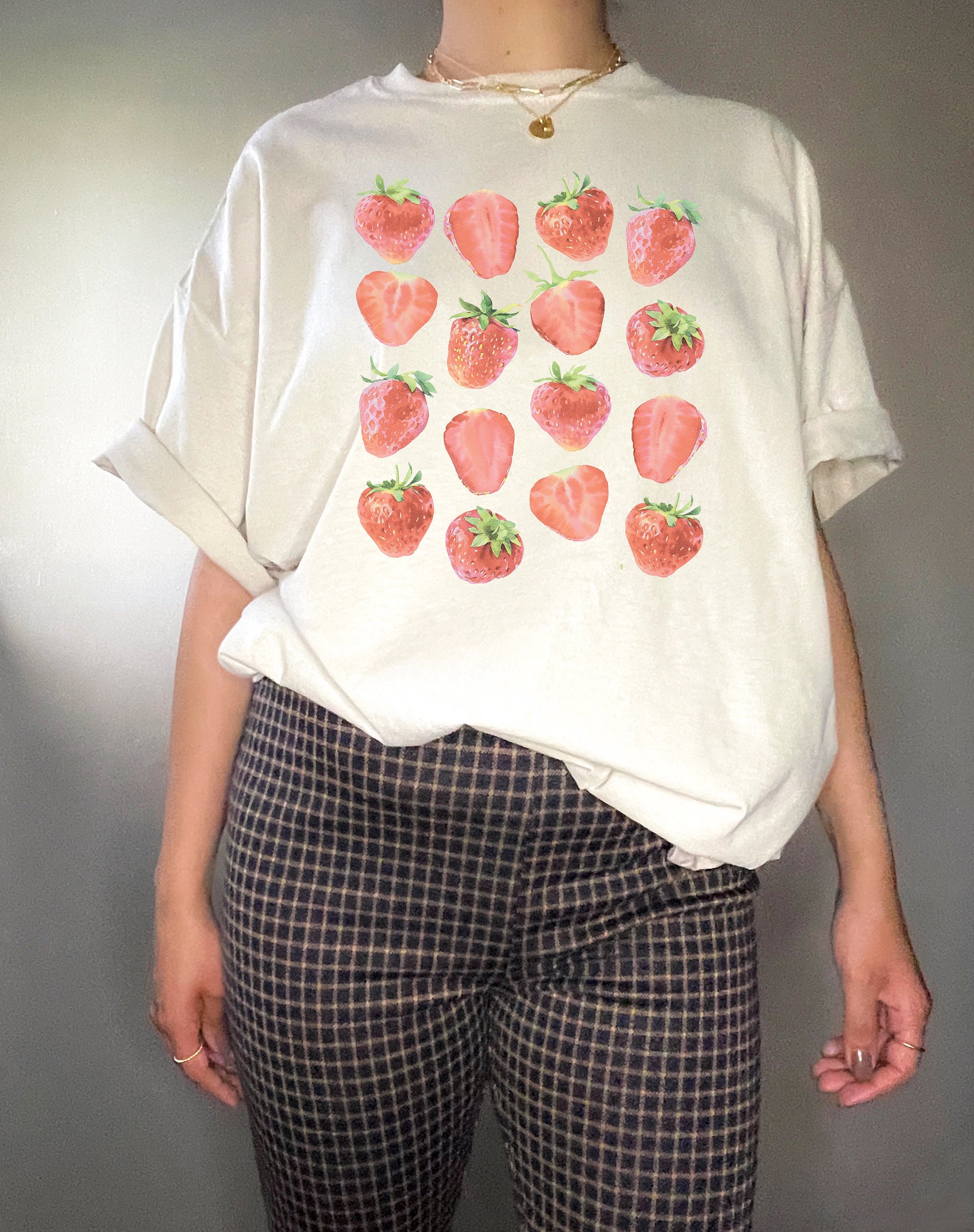 Strawberry Shirt Botanical Top Strawberry Print Cottagecore | Etsy