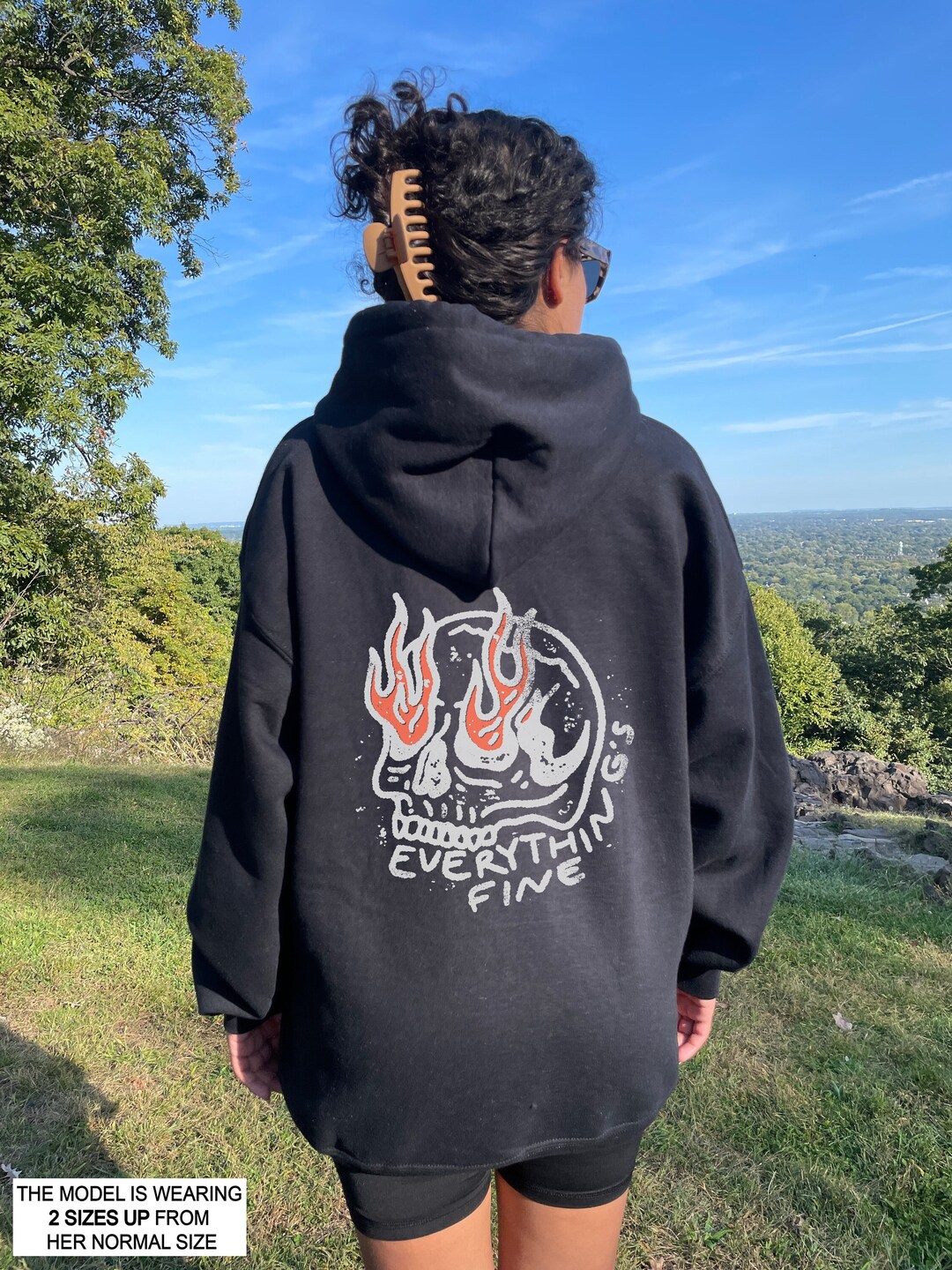 Oversized Goth Hoodie Skull Hoodie Skeleton Hoodie Plus Size Goth Punk ...