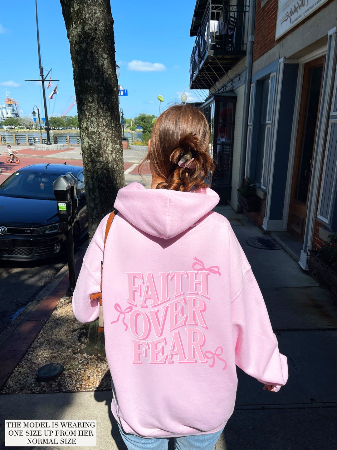 Faith Over Fear Hoodie Pink Christian Hoodie Christian Coquette Hoodie ...
