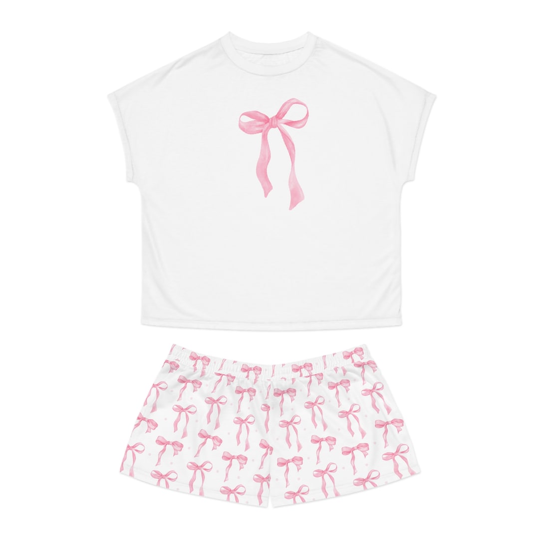 Pink Bow Coquette Pajamas Cute Pajamas Set Girly Matching Pajama Set ...