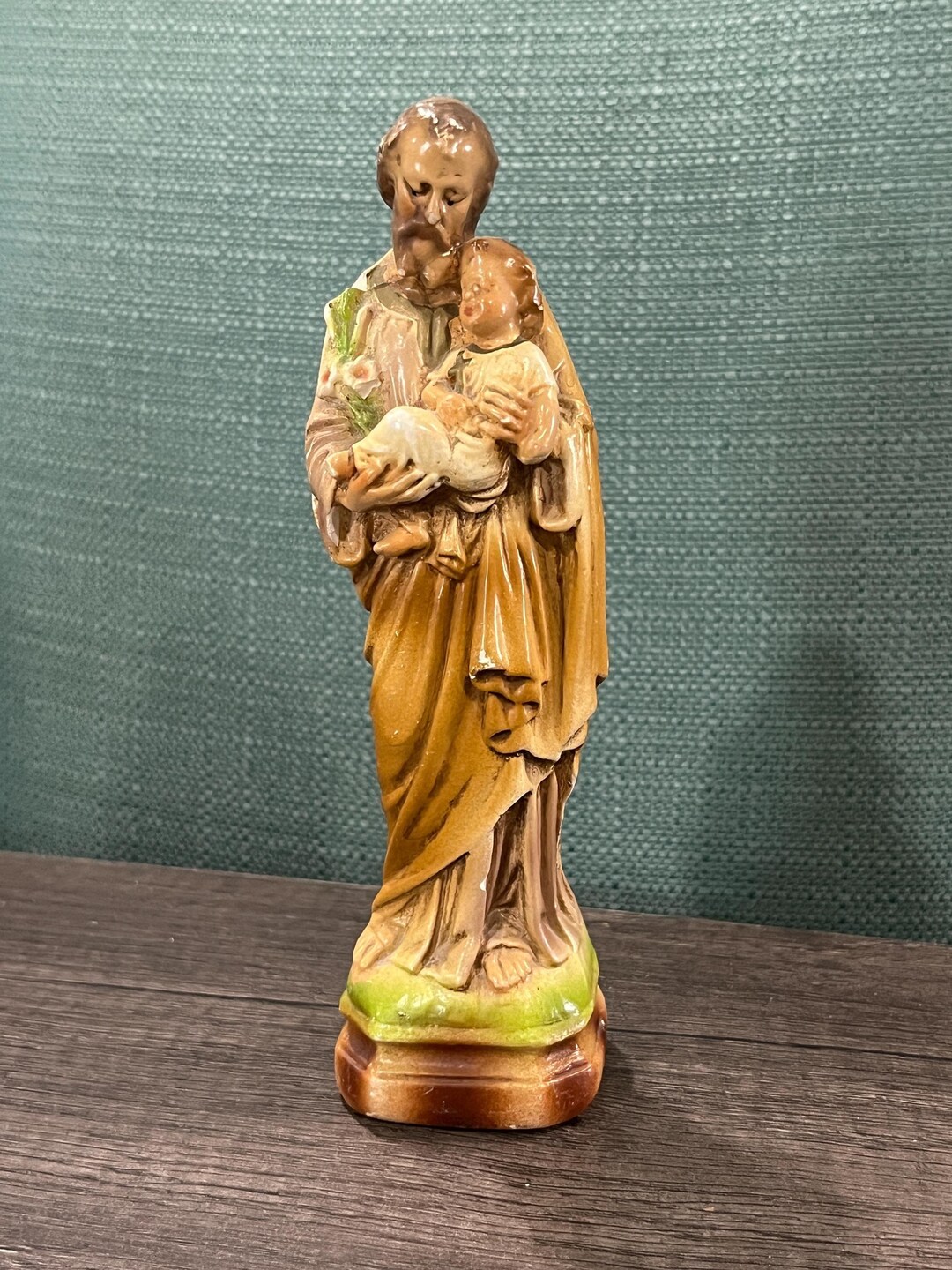 Vintage St. Joseph Holding Baby Jesus Figurine Statue Infant Child - Etsy