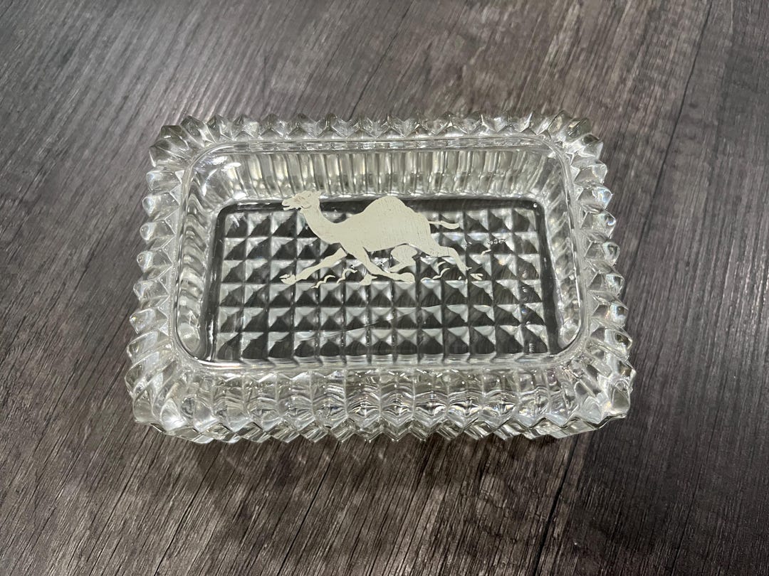 1940s Depression Glass Ribbed Covered Cigarette Trinket Box Dromedary ...