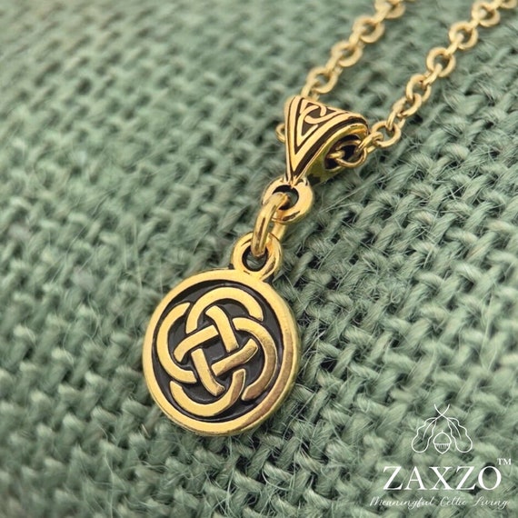 Small Irish Gold Dara Charm Necklace. Cable Link Chain and Jewelry Gift Box Included. Celtic Jewelry Gift. Etsy