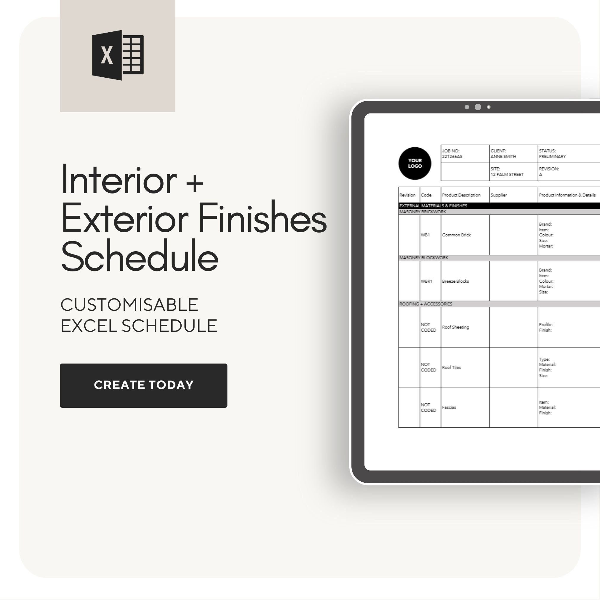 Interior Design - Interior & Exterior Finishes Schedule | Template ...