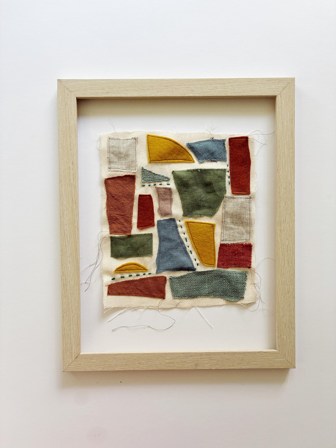 Framed Textile Wall Art: Abstract Fabric Quilt Patchwork for Living ...