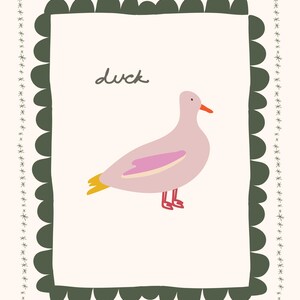 Bird Artwork Print Hand Drawn Duck Artwork Quirky Bird Drawing Colorful ...