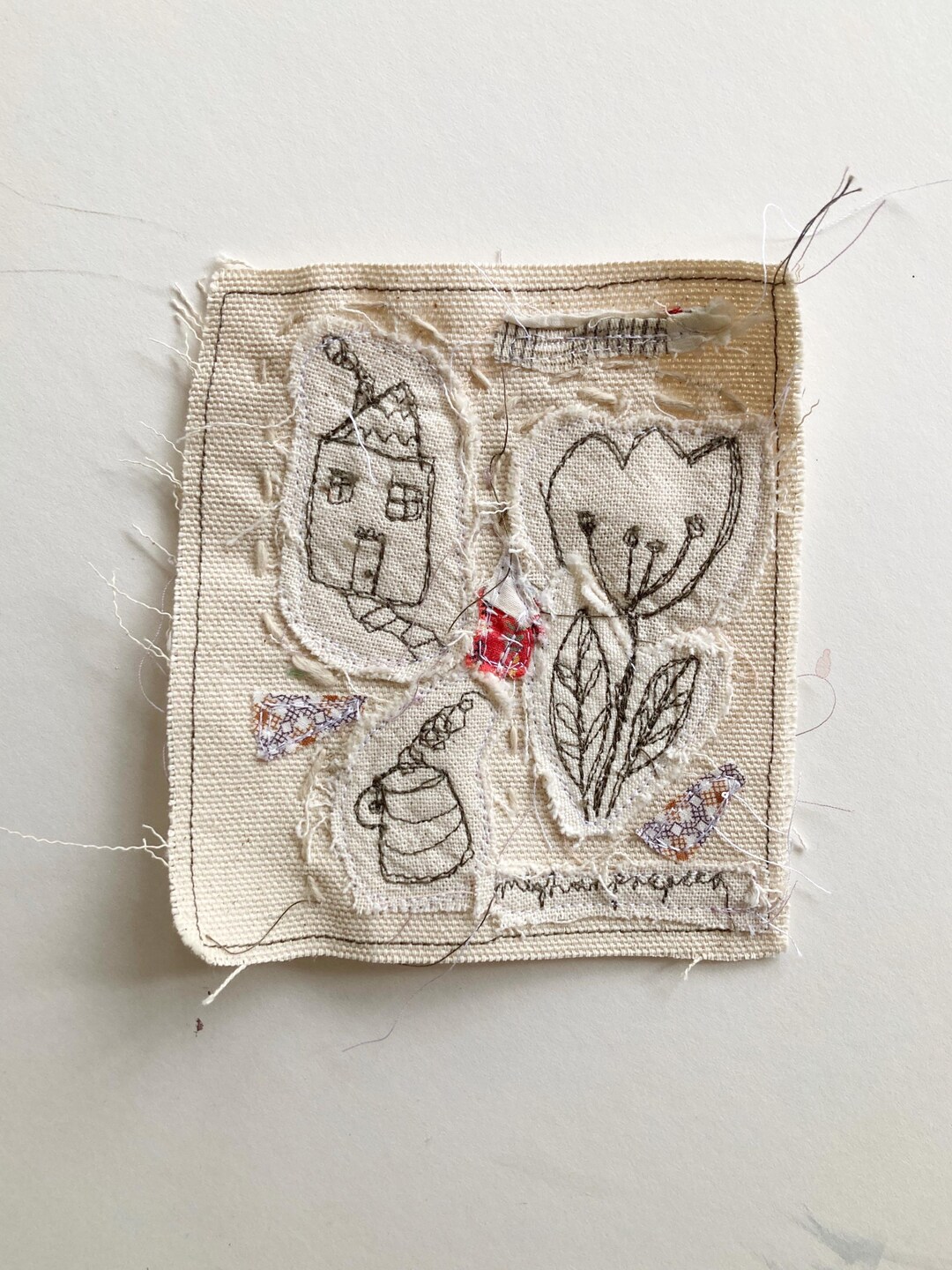Textile Art for Nursery Decor Collage FRAMED Original Cotton Fabric ...