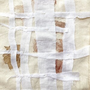 Original White Abstract Art Beige Linen Textile Wall Art Modern Wall ...