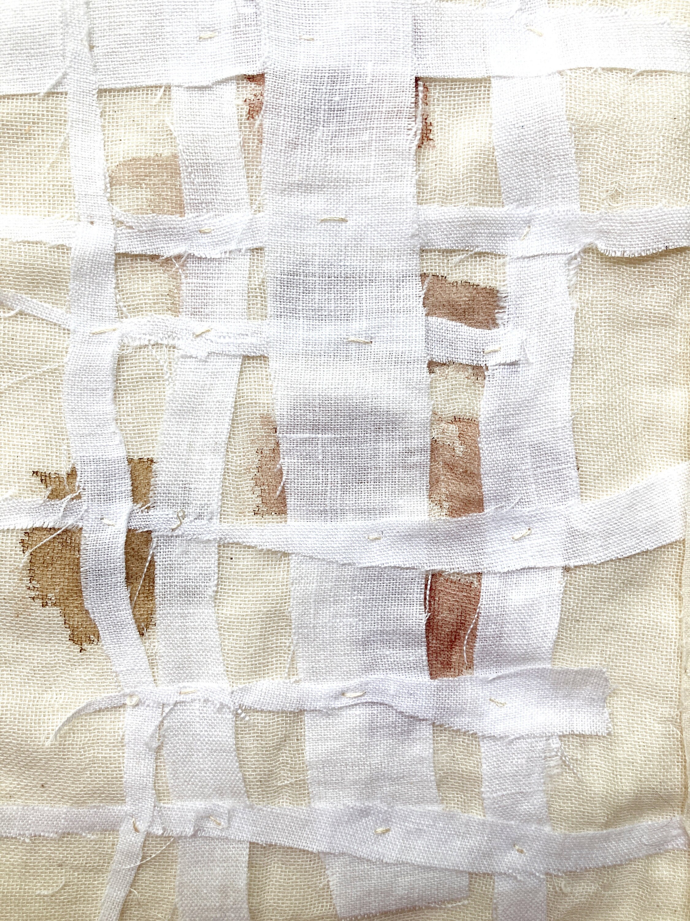 Original White Abstract Art Beige Linen Textile Wall Art Modern Wall ...