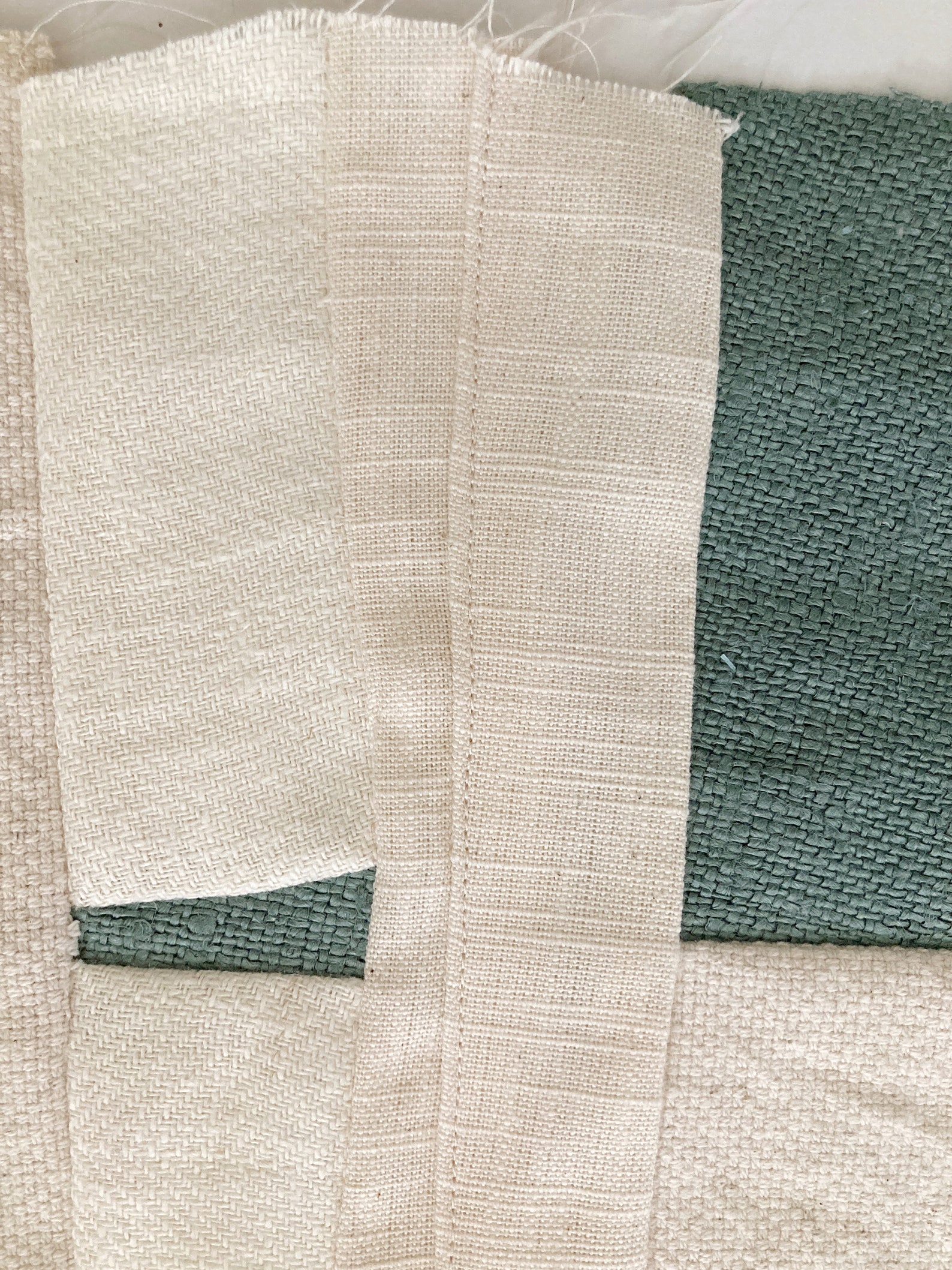 Textile Wall Art Original Art FRAMED Patchwork Linen Minimalist Art Modern Abstract Art Fabric ...