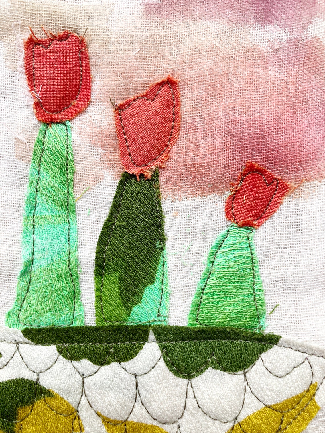 Textile Wall Art Abstract Flower Colorful Painting FRAMED 8 X10 Textile ...