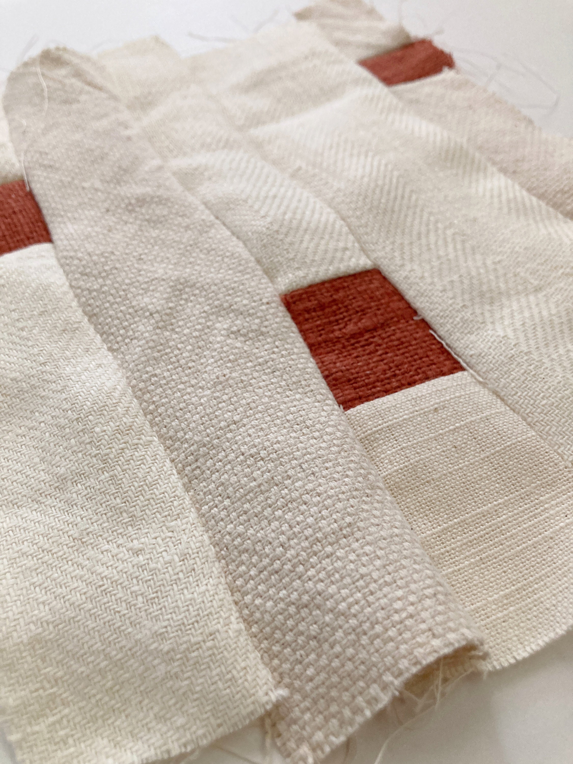 Textile Wall Art Original Art FRAMED Patchwork Linen Minimalist Art Modern Abstract Art Fabric ...