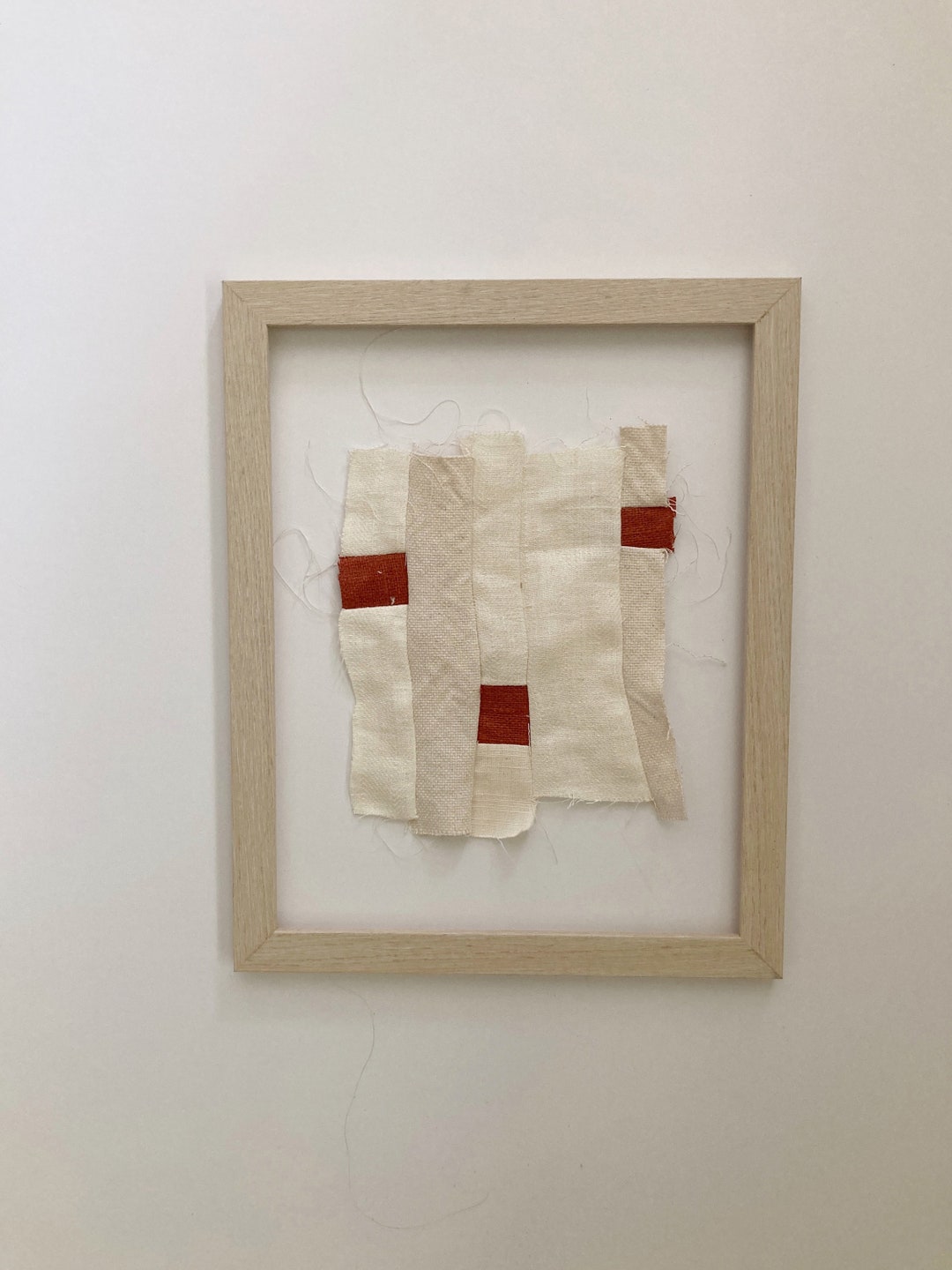 Textile Wall Art Original Art FRAMED Patchwork Linen Minimalist Art Modern Abstract Art Fabric ...