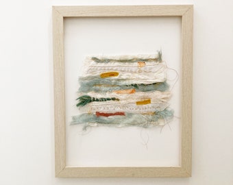 Textile Wall Art ORIGINAL Framed Textile Collage Abstract Art Embroidered Fiber Art Textured ...